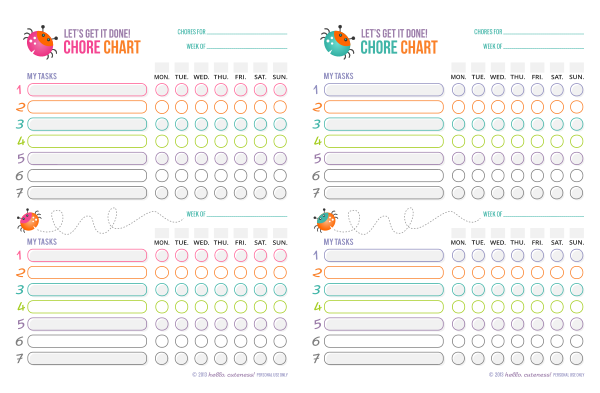Free Editable Printable Chore Charts Room Surf
