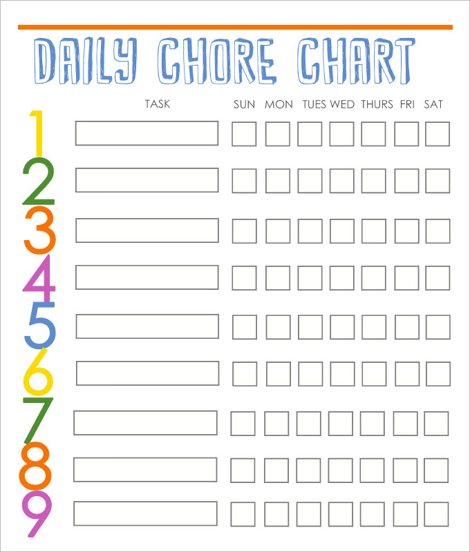 Free Printable Chore Chart Templates Room Surf