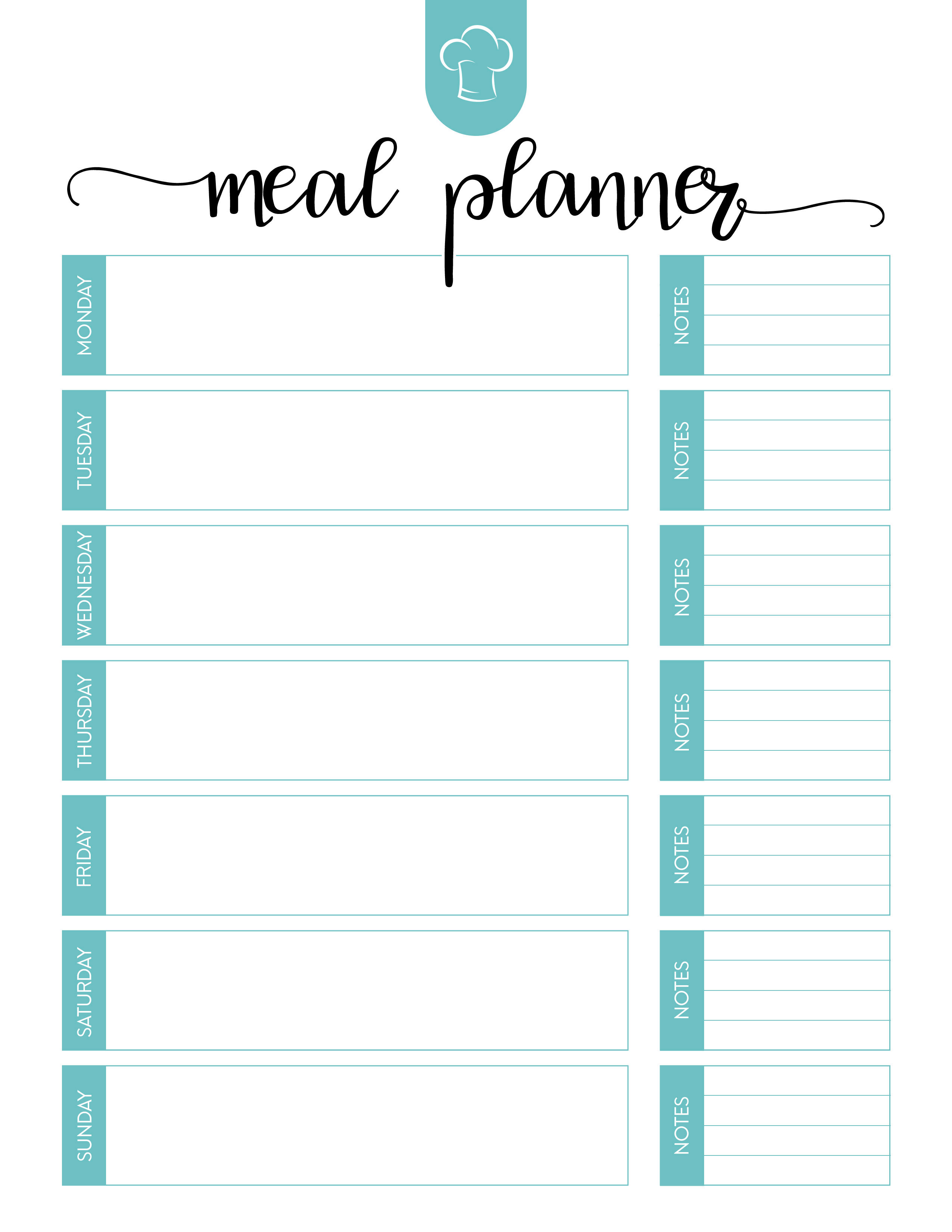 Free Printable Meal Planner Room Surf