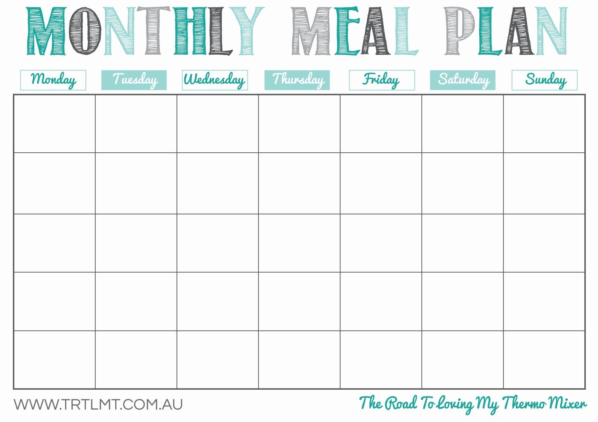 Printable Monthly Meal Planner Room Surf