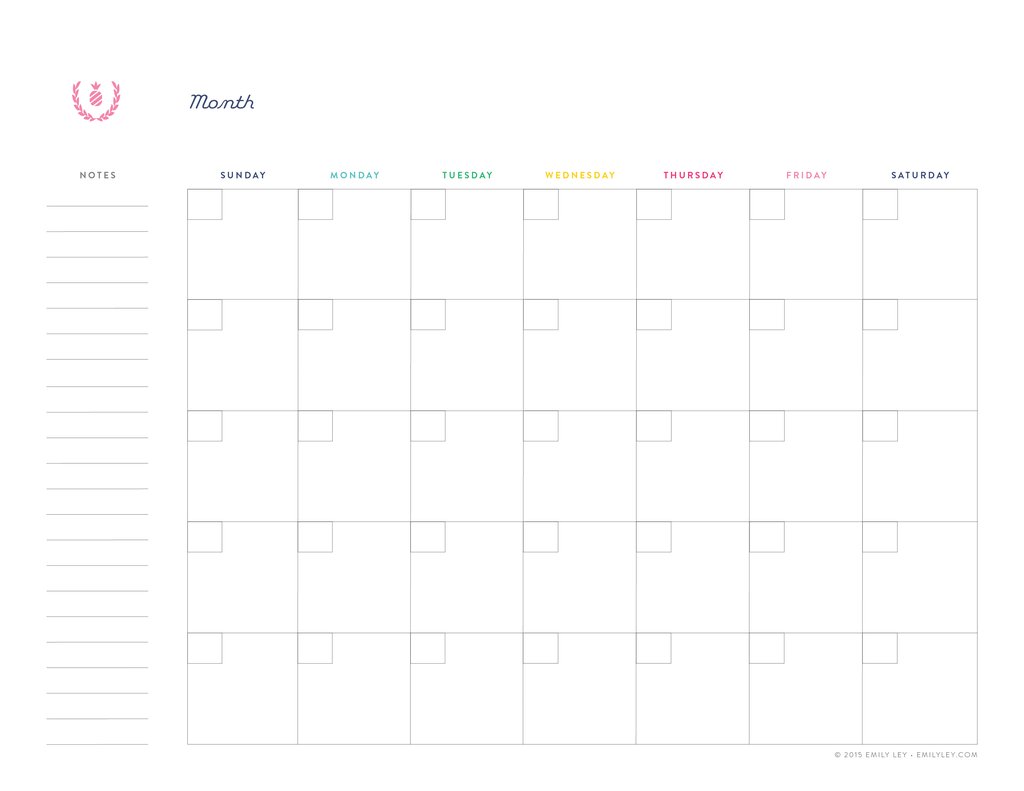 Printable Monthly Planner Room Surf