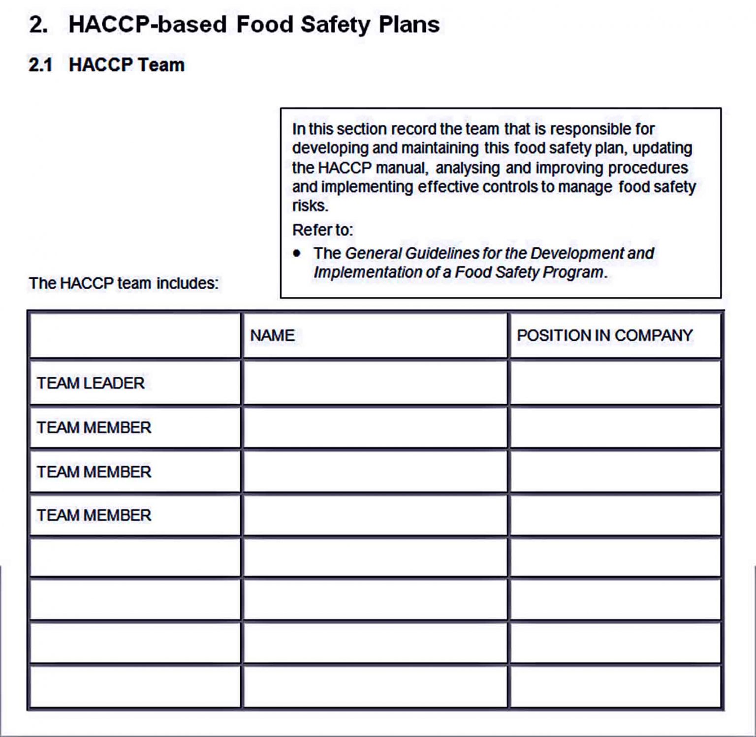 Haccp Plan Template Shatterlion Info Gambaran