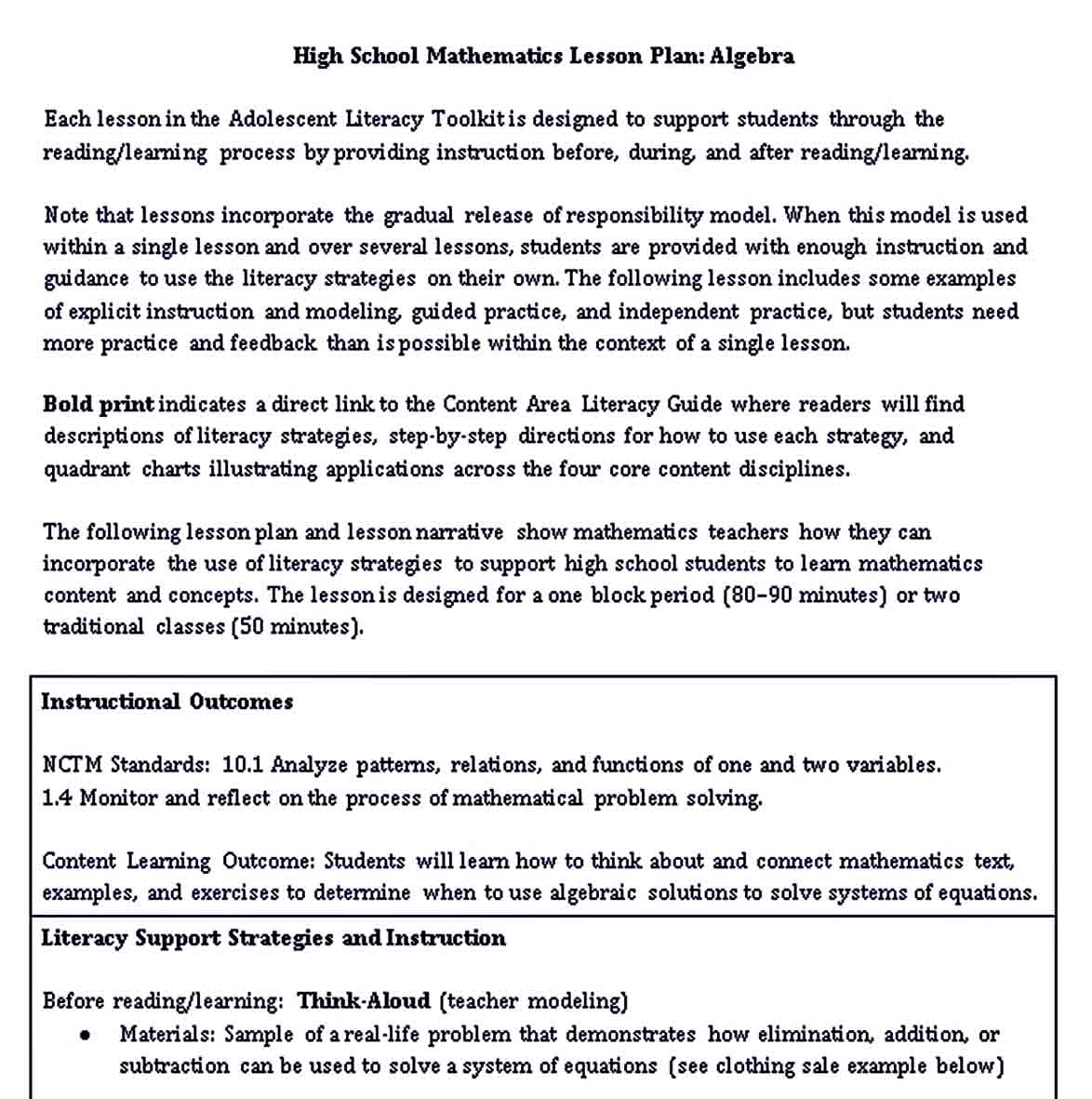 5 Sample Lesson Plan Template For High School SampleTemplatess 