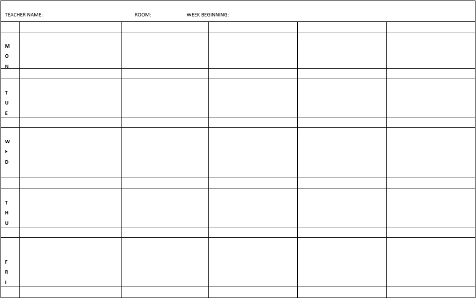 Elementary Lesson Plan Template Room Surf