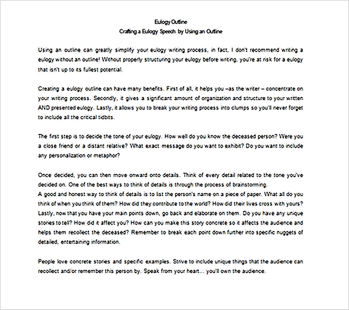 Speech Outline Templates Room Surf