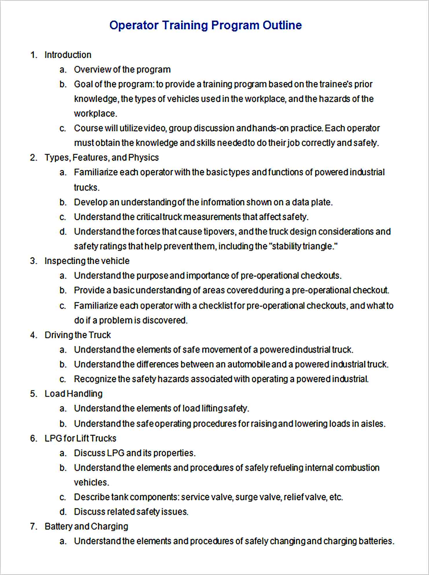 Program Outline Template Sample Room Surf