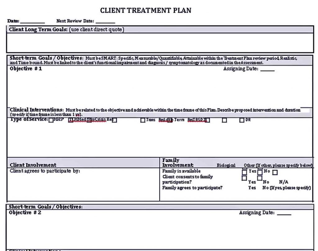 Free Treatment Plan Template Room Surf