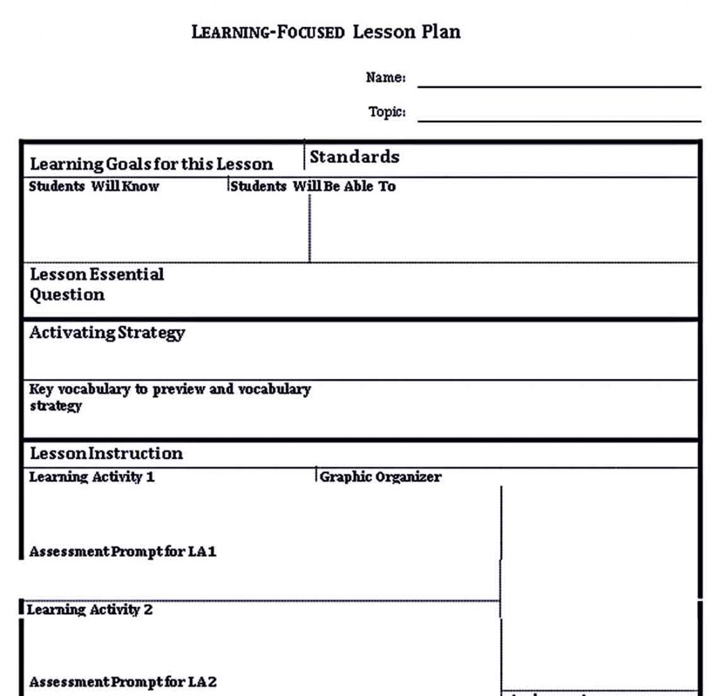 Lesson Plan Sample Template | room surf.com