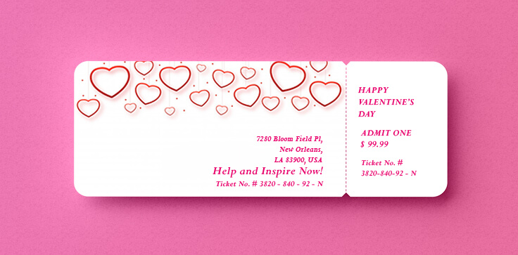 Valentine s Party Ticket Customizable PSD Template Room Surf
