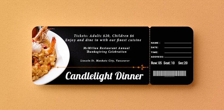 Dinner Ticket Example PSD Design Room Surf
