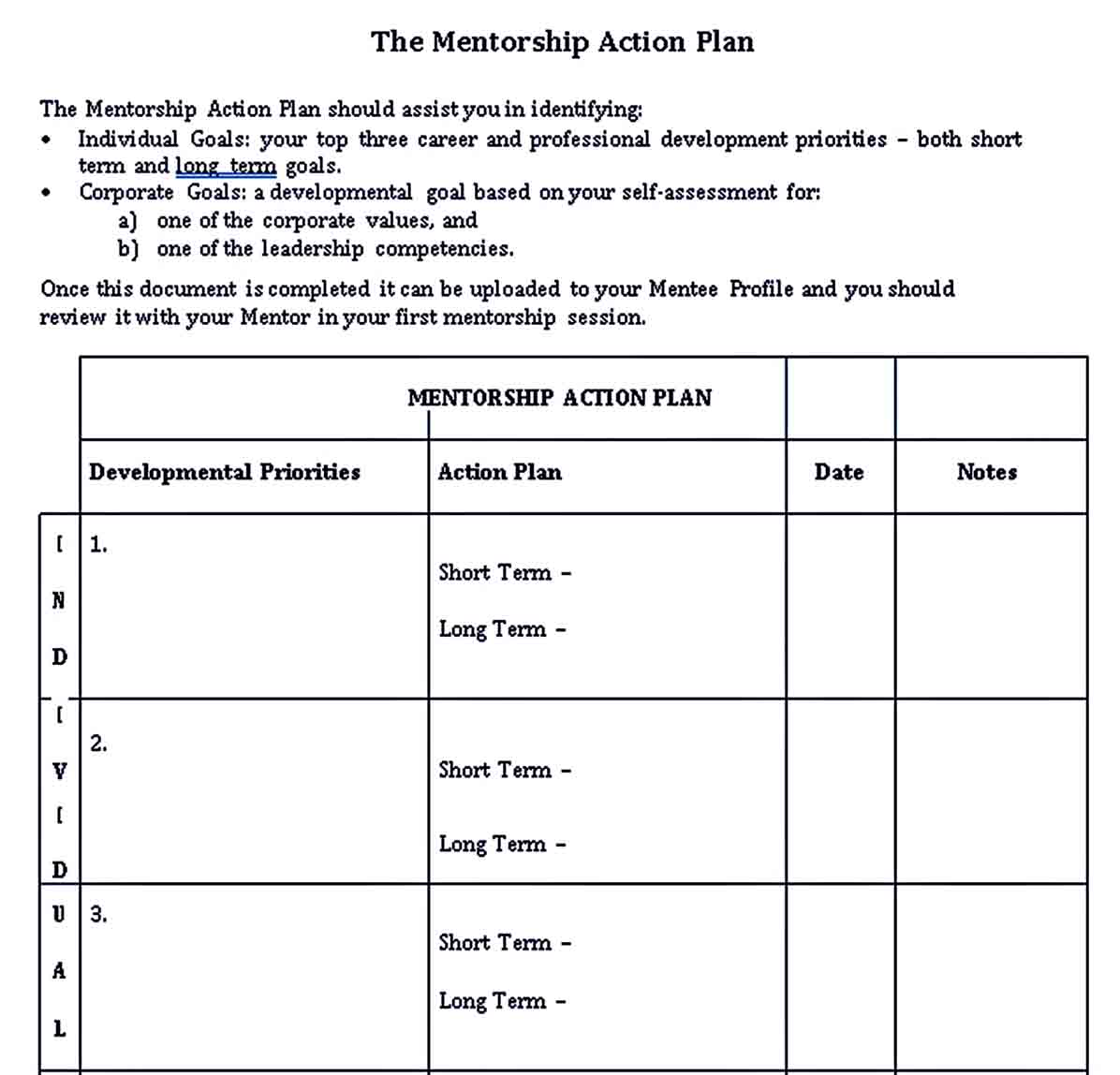 Free Mentoring Plan Template