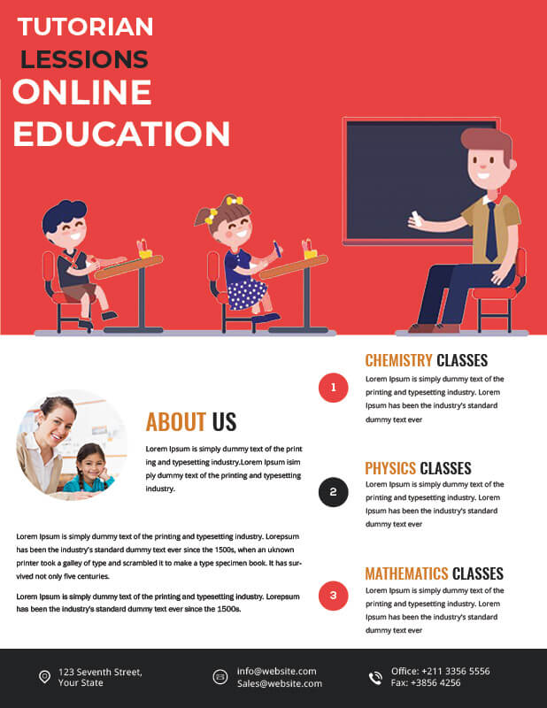 10 Tutoring Flyer Customizable PSD Design Template Room Surf