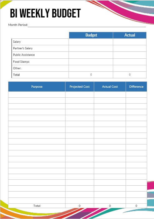 Free Bi Weekly Budget Planner DocTemplates