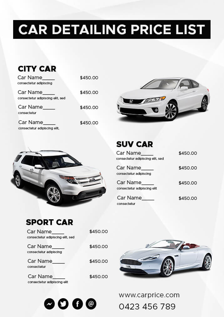 10 Printable Car Detailing Price List Psd Template Free Room Surf