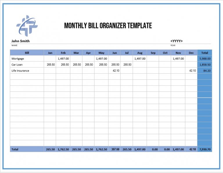 Free Printable Monthly Bill Organizer Sheets | room surf.com