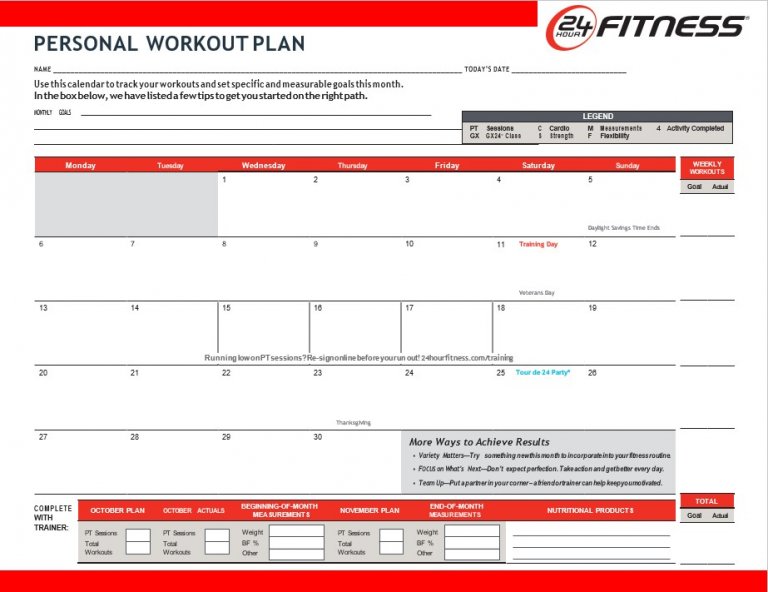 Printable Workout Plans | room surf.com