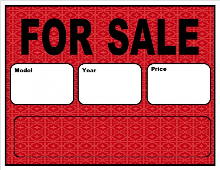 Printable For Sale Sign For Car | room surf.com