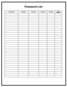 Free Printable Password List | room surf.com