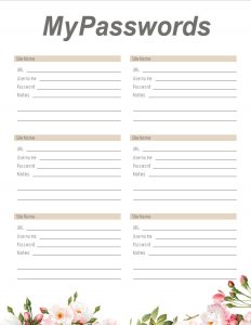 Free Printable Password List | room surf.com