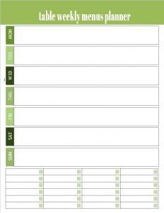 Printable Weekly Menus | room surf.com