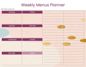Printable Weekly Menus | room surf.com