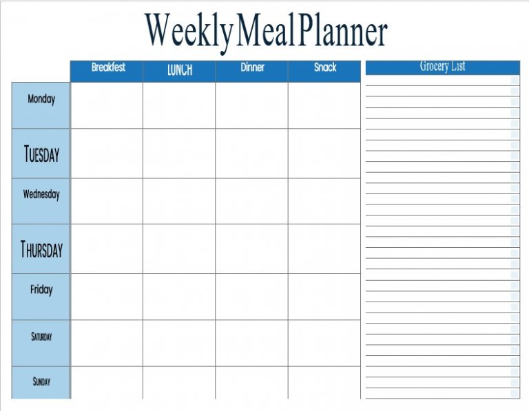 Printable Weekly Menus | room surf.com