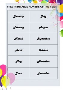 Free Printable Months Of The Year | room surf.com