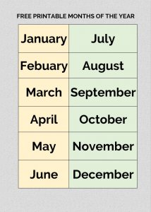 Free Printable Months Of The Year | room surf.com