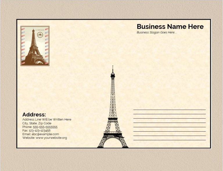Free Printable Postcard Template | room surf.com