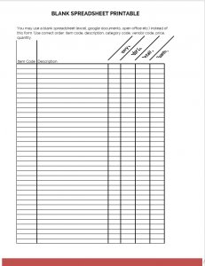 Blank Spreadsheet Printable | room surf.com