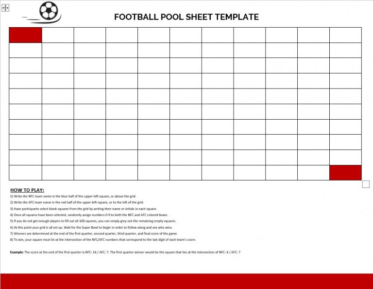 Printable Football Pool Sheet | room surf.com