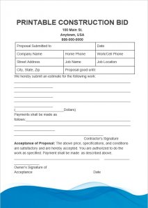 Free Printable Contractor Bid Forms | room surf.com