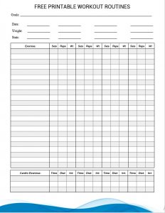 Free Printable Workout Routines | room surf.com