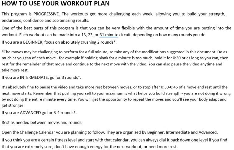 90 Day Workout Plan Template | room surf.com