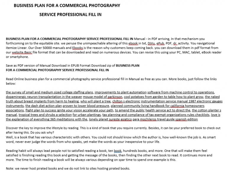 Commercial Photography Business Plan Template | room surf.com