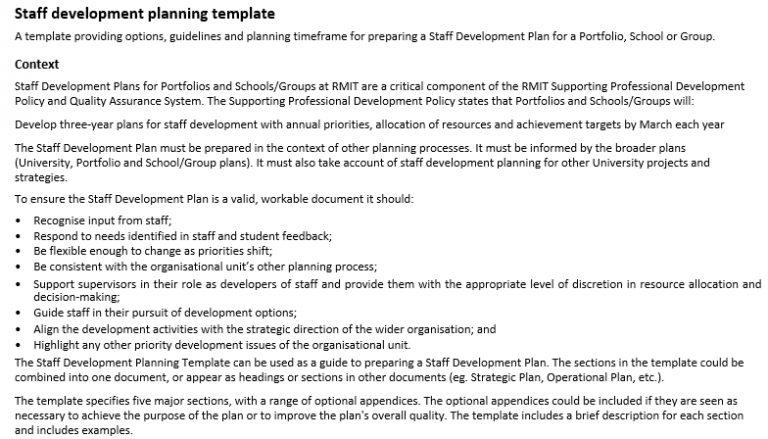 Academic Staff Development Plan Template | room surf.com