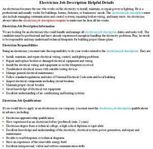 Electrician Job Description Helpful Details | room surf.com