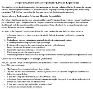 Corporate Lawyer Job Description for Law and Legal Firms | room surf.com
