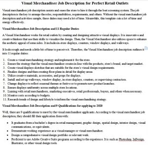 Visual Merchandiser Job Description for Perfect Retail Outlets | room ...