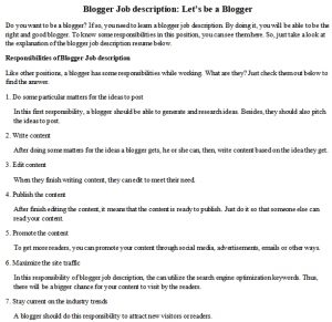 Blogger Job description: Let’s be a Blogger | room surf.com