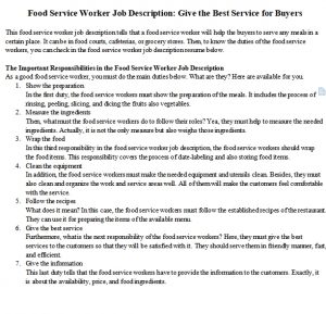 Food Service Worker Job Description: Give the Best Service for Buyers ...