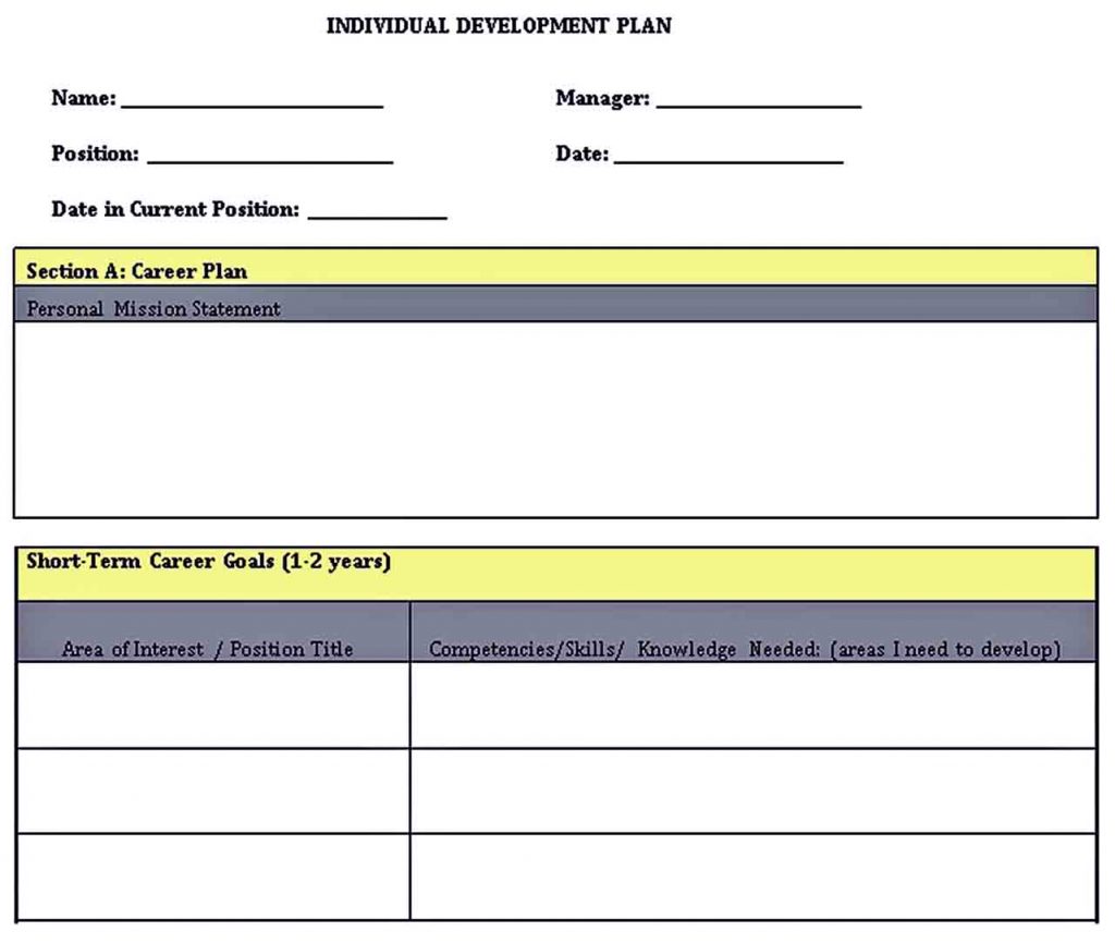 Individual Development Plan Templates | room surf.com
