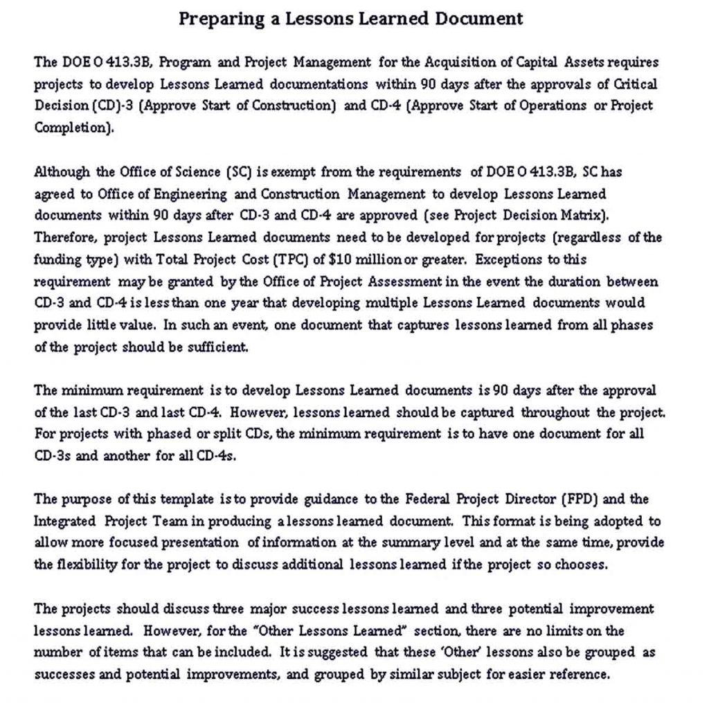 Lesson Learned Templates | room surf.com