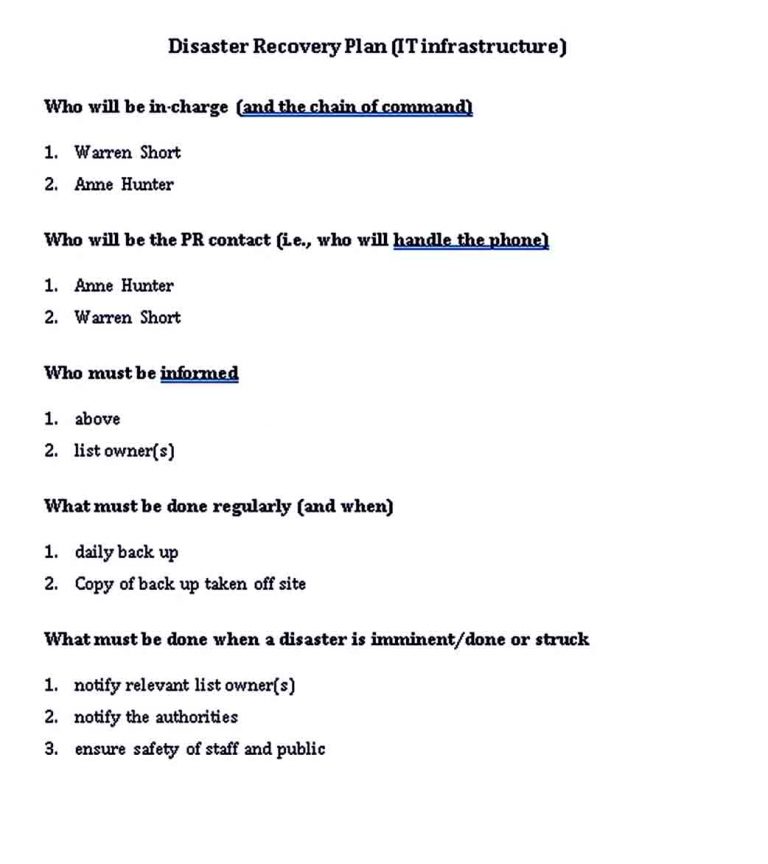 IT Disaster Recovery Plan Template | room surf.com