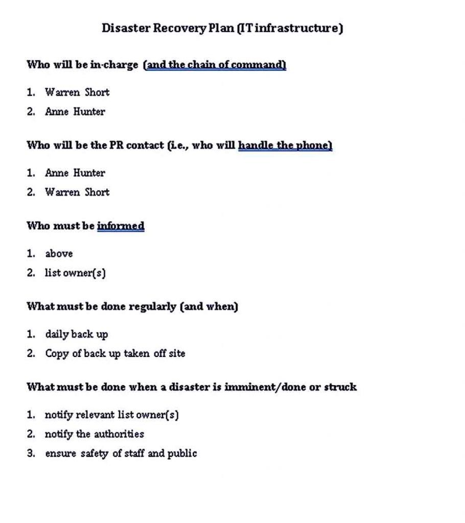 IT Disaster Recovery Plan Template | room surf.com