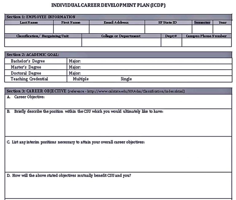 Individual Development Plan Templates | room surf.com
