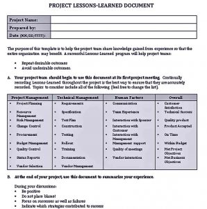 Lesson Learned Templates | room surf.com