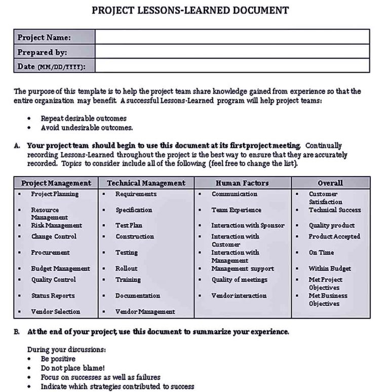 Lesson Learned Templates | room surf.com