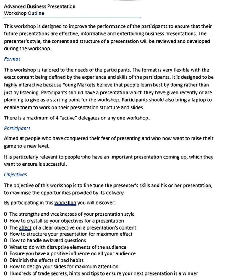 Sample Presentation Outline Template | room surf.com