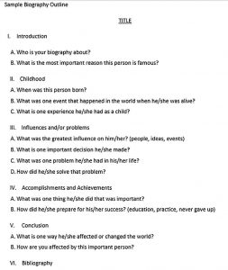 Various Free Sample Biography Outline Documents | room surf.com